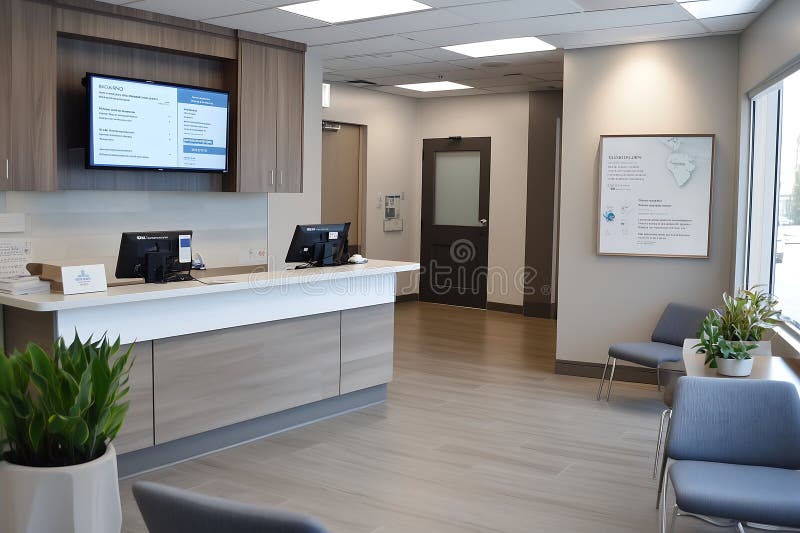 Modern Medical Clinic Reception with Minimalist Design Stock ...
