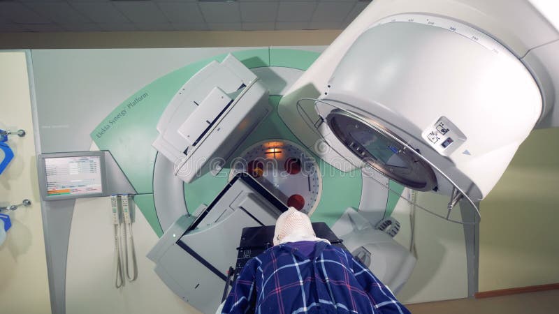 Linear Accelerator is Radiating a Patient in Treatment Process. Modern ...