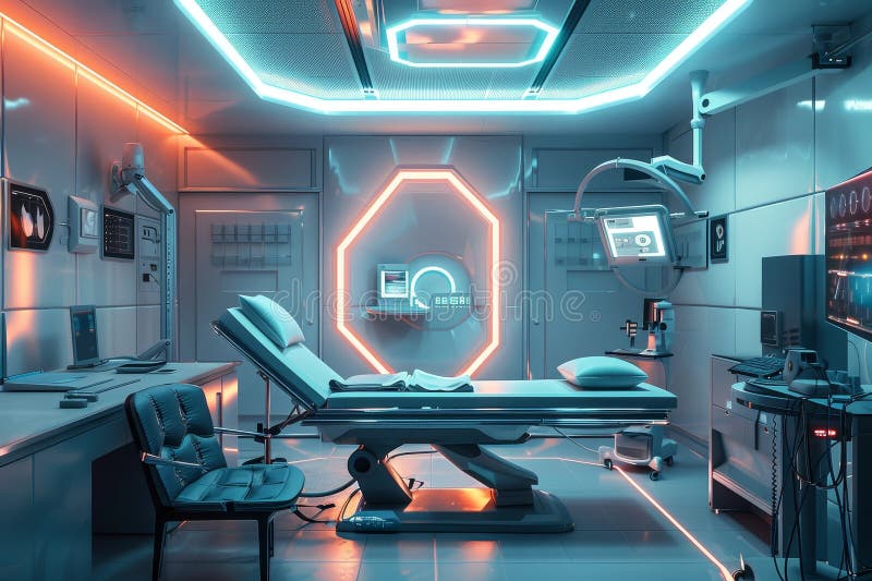 A Modern Medical Examination Room Designed with Bright Neon Lighting ...
