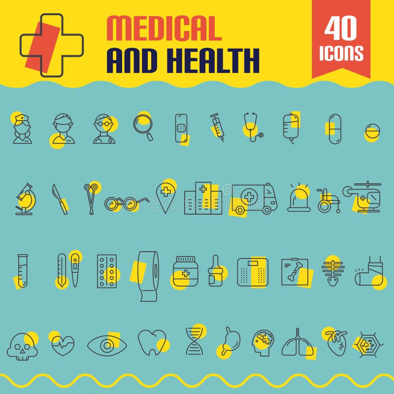Modern Medical Icon Set. Illustrator. Stock Vector - Illustration of ...