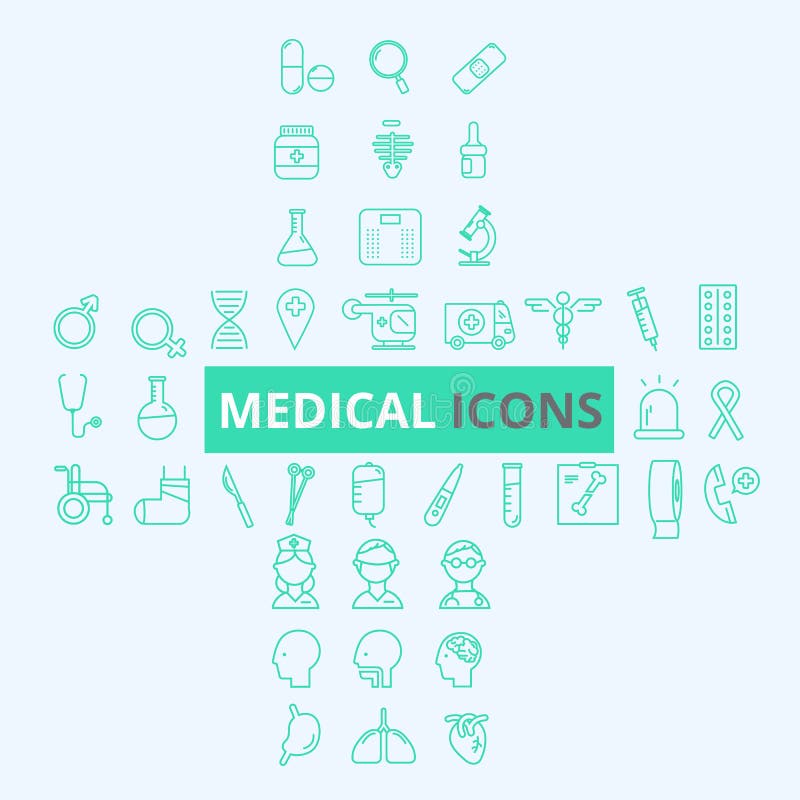 Modern Medical Icon Set. Illustrator. Stock Vector - Illustration of ...