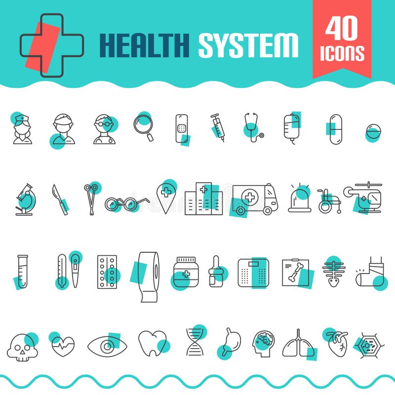 Modern Medical Icon Set. Illustrator. Stock Vector - Illustration of ...
