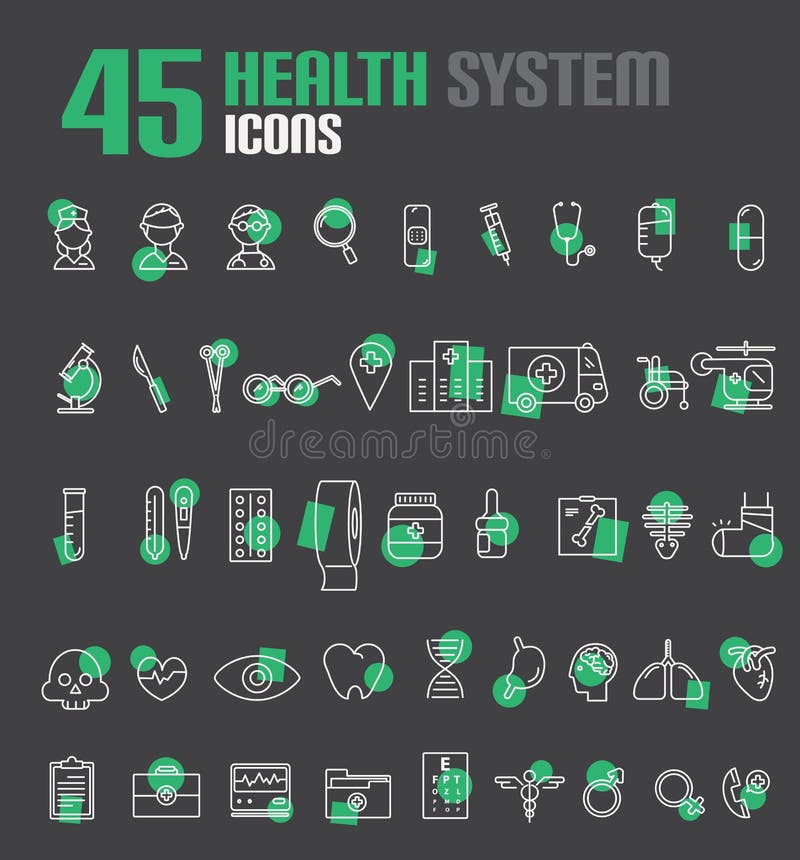 Modern Medical Icon Set. Illustrator. Stock Vector - Illustration of ...