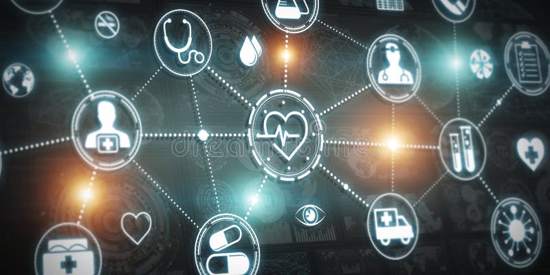 Modern Medical Interface with Icons 3D Rendering Stock Illustration ...