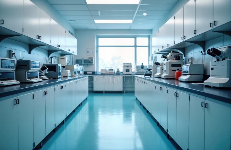 Modern Medical Lab with Advanced Tech Equipment. Clean Workspace with ...