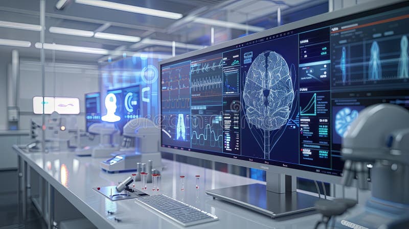 A Modern Medical Laboratory with Advanced Equipment, Showcasing a Large ...