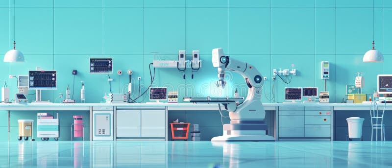 Modern Medical Laboratory with Robotic Equipment and Technology. High ...
