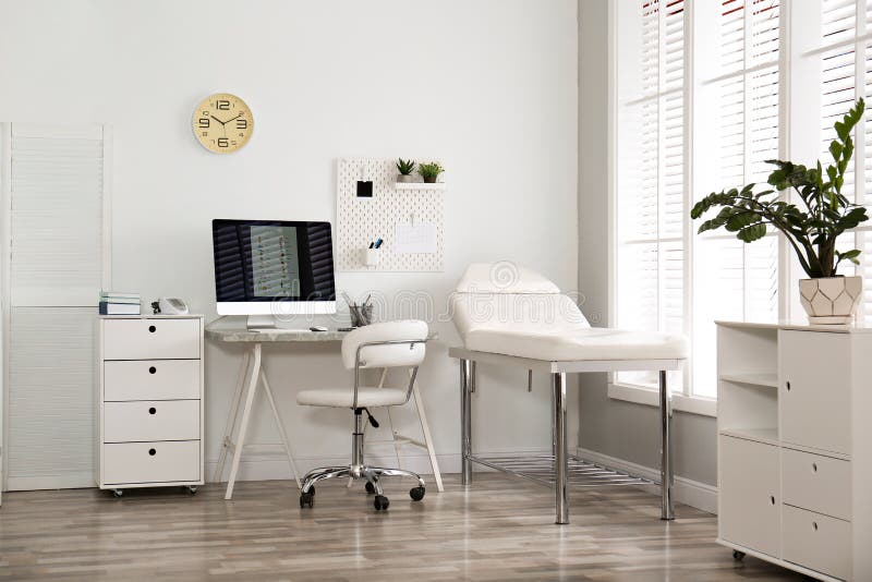 Modern Medical Office Interior with Computer and Table Stock Image ...