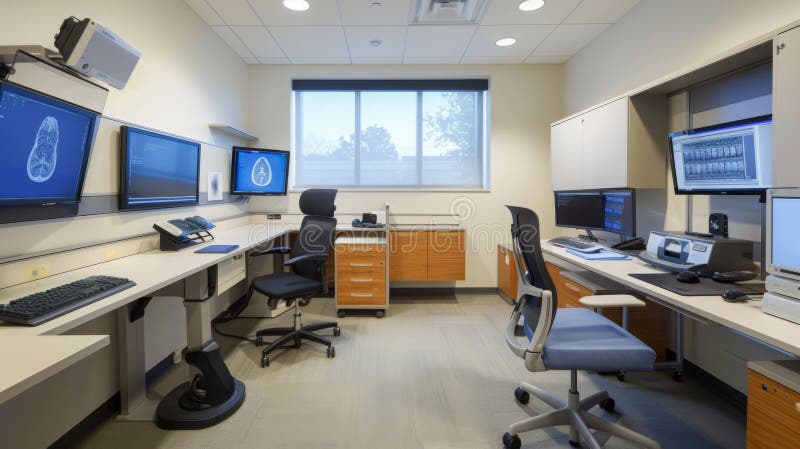 Modern Medical Office with Multiple Computers and Monitors Stock Image ...
