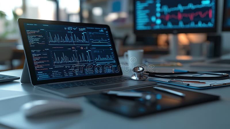 Modern Medical Office Workstation with Digital Display Stock ...