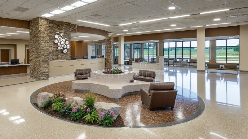 Modern Medical Reception Area with Natural Elements Bright Ambiance ...