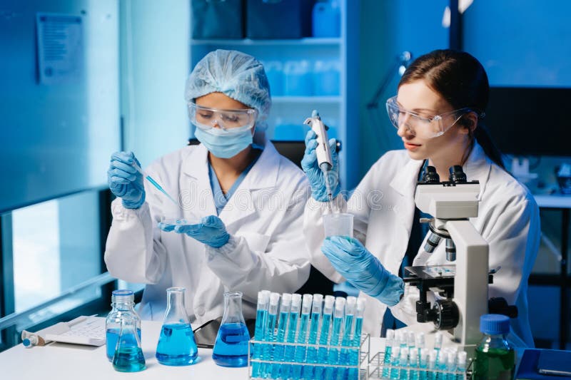 Modern Medical Research Laboratory Portrait of Two African American ...
