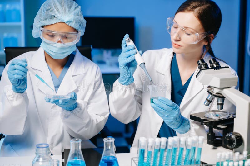 Modern Medical Research Laboratory Portrait of Two African American ...