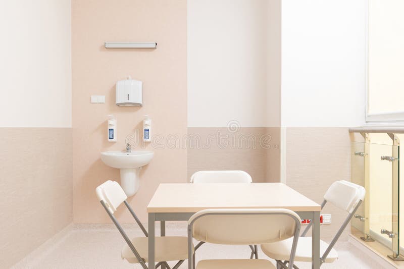 Modern Medical Room with Sink, Table and Chairs Stock Photo - Image of ...