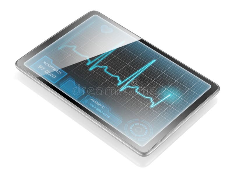 Tablet displaying ECG stock photo. Image of isolated - 135825532