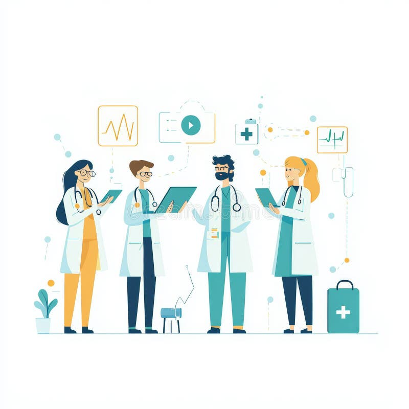 Modern Medical Team Collaboration Stock Illustration - Illustration of ...