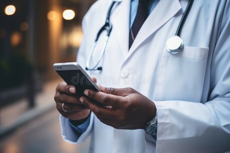 Modern Medical Technology. Doctor Engaged with Mobile Phone and ...