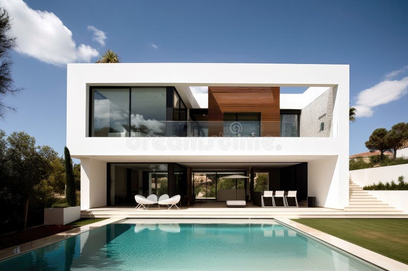Modern Mediterranean House with Sleek Exterior, Floating Windows and ...