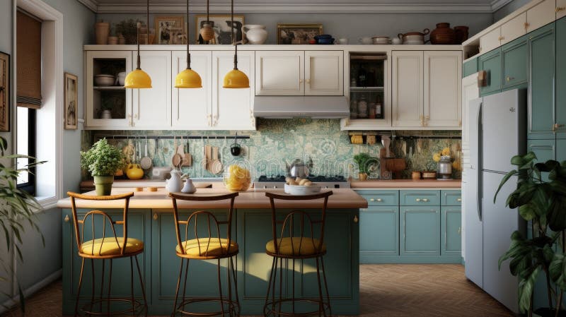 A Modern Medium Sized Kitchen with Two-tone Color Kitchen Cabinets ...