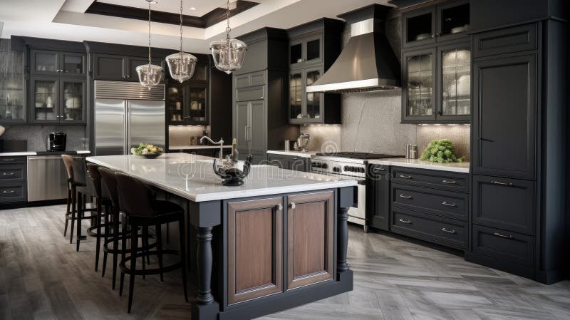 A Modern Medium Sized Kitchen with Two-tone Color Kitchen Cabinets ...