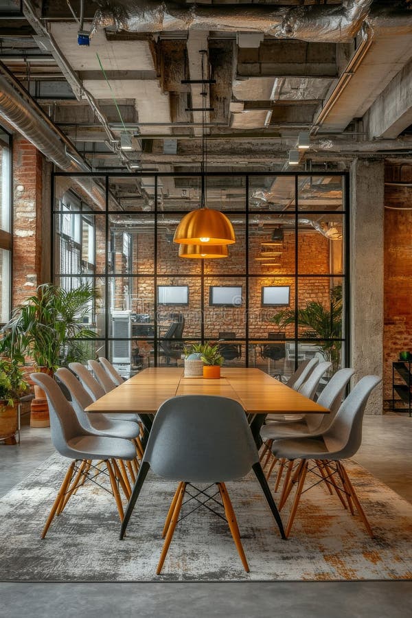 Modern Meeting Room with Rustic Elements in an Urban Setting during ...