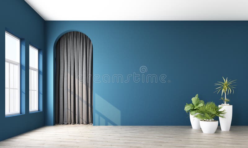 Modern Memphis Interior with Deep Blue Wall Stock Illustration ...