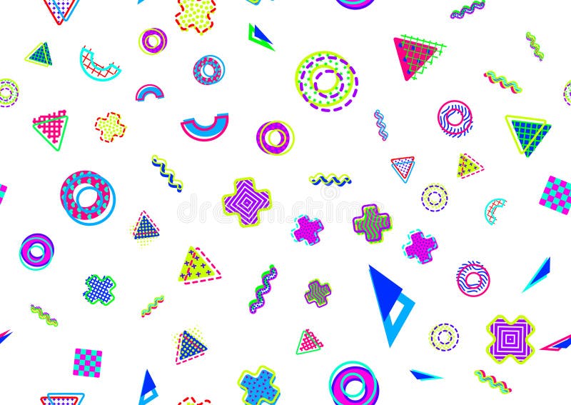 Modern Memphis Milano Inspired Seamless Pattern in Abstract Pop Art ...