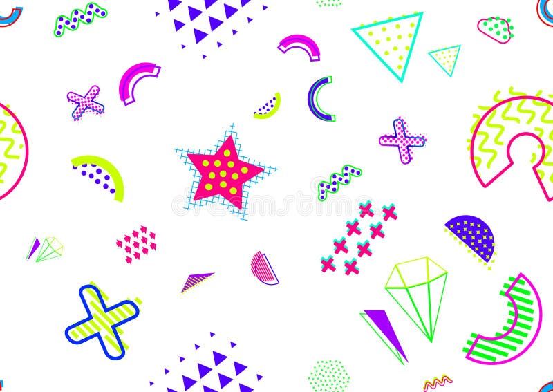 Modern Memphis Milano Inspired Seamless Pattern in Abstract Pop Art ...