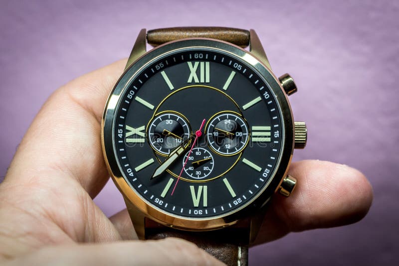 Modern Men S Watch, Brown-gold Color Stock Photo - Image of modern ...
