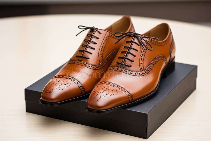 Modern Men Shoes on a Box Generative AI Stock Illustration ...