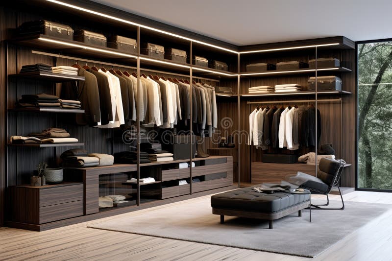 Modern Men Wardrobe with Clothes. Generative AI Stock Illustration ...