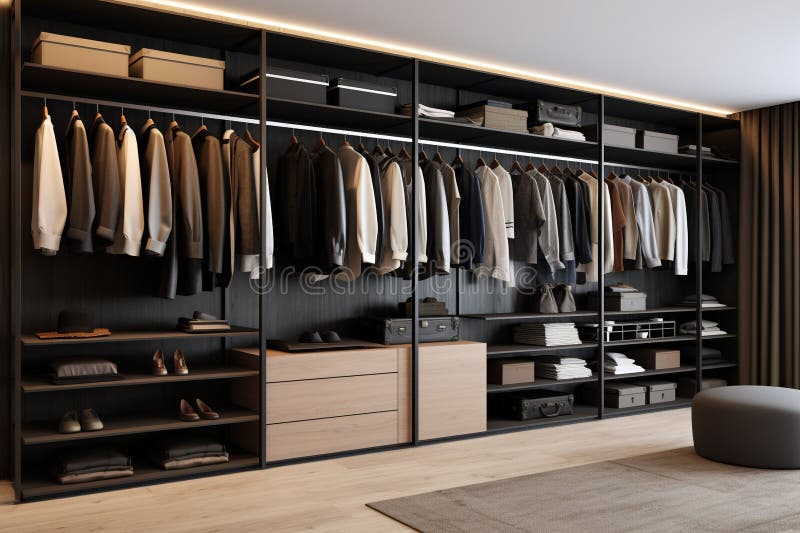 Modern Men Wardrobe with Clothes. Generative AI Stock Illustration ...