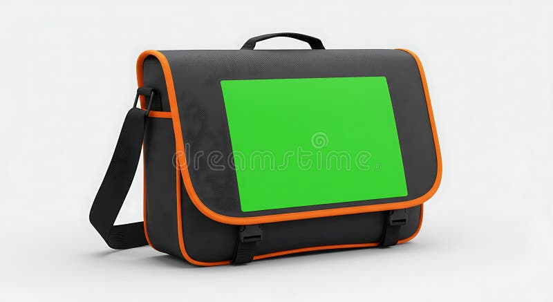 Modern Messenger Bag with Green Screen Display for Customization Stock ...