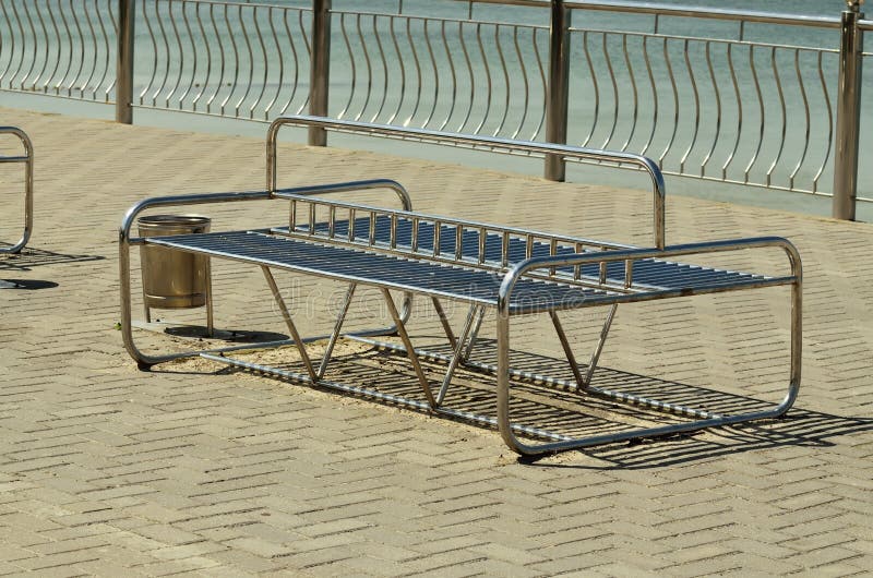 Modern metal bench stock image. Image of seat, metal - 45994639