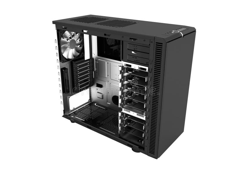 System Unit of a Personal Computer Black Metal Empty 3d Render on White ...