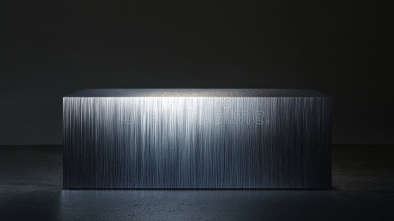 Modern Metal Block in Minimalist Dark Room with Spotlight Highlighting ...