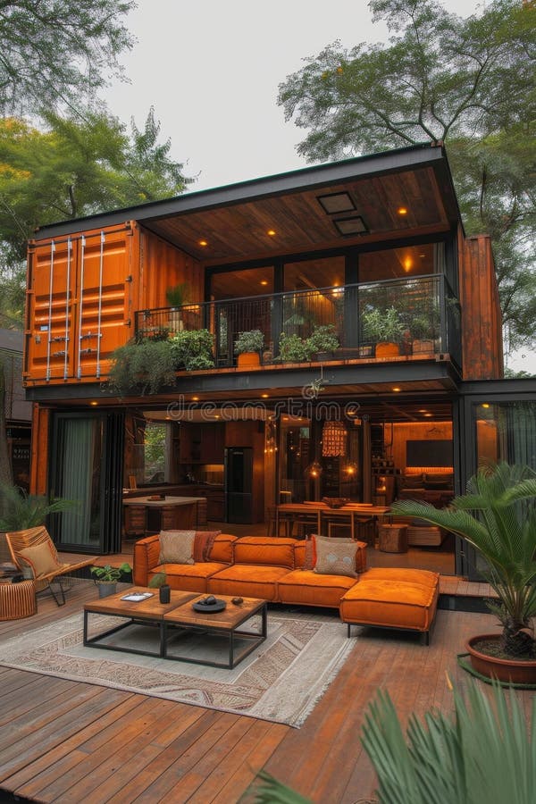 A Modern Metal Building Made of Shipping Containers Stock Image - Image ...