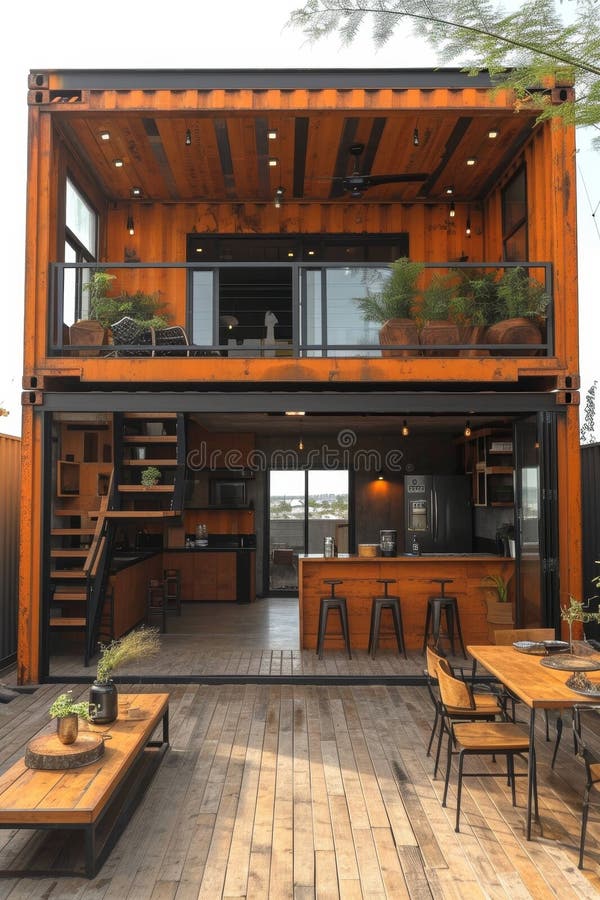 A Modern Metal Building Made of Shipping Containers Stock Photo - Image ...