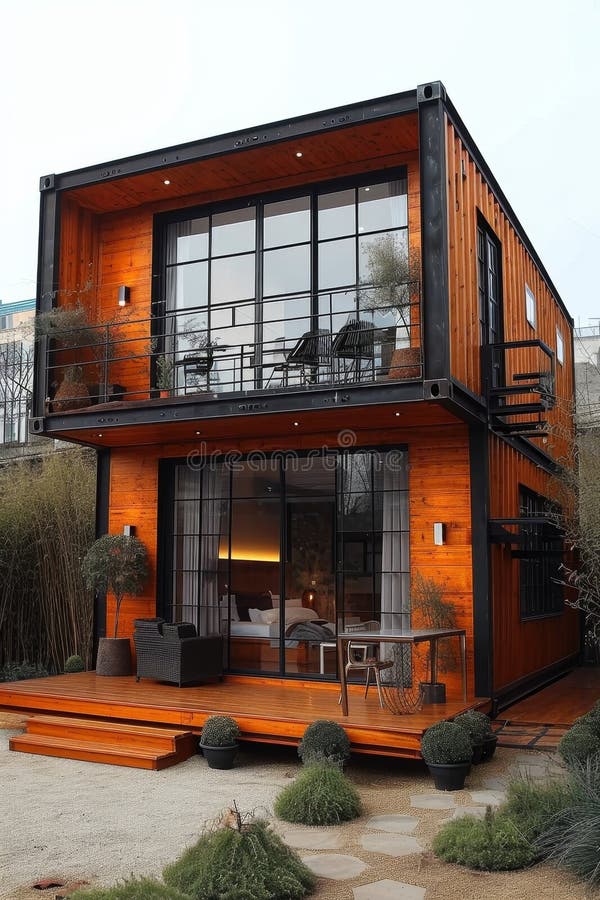 A Modern Metal Building Made of Shipping Containers Stock Photo - Image ...