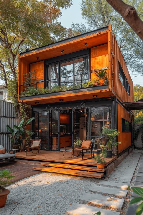 A Modern Metal Building Made of Shipping Containers Stock Photo - Image ...