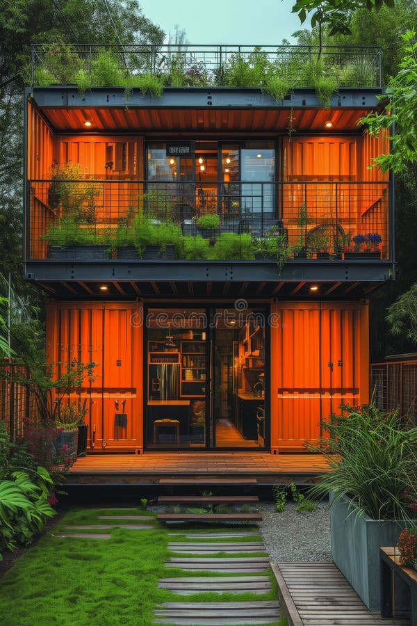 A Modern Metal Building Made of Shipping Containers Stock Image - Image ...