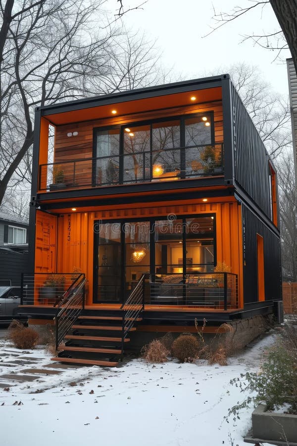 A Modern Metal Building Made of Shipping Containers Stock Photo - Image ...