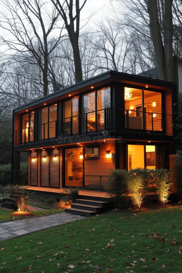 A Modern Metal Building Made of Shipping Containers Stock Image - Image ...