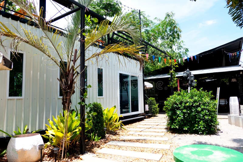 Modern Metal Building Made from Shipping House Containers Stock Image ...