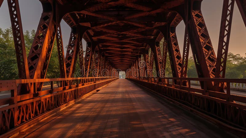 The Modern Metal Design Bridge, Generative Ai Stock Illustration ...