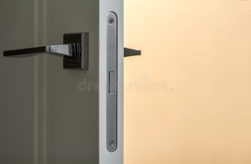 Modern Metal Handle on White Door Close-up Interior Detail Stock Image ...