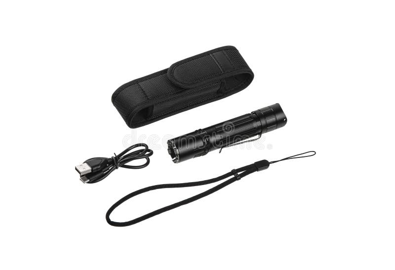 Modern Metal LED Flashlight. Portable Lighting Device Stock Photo ...