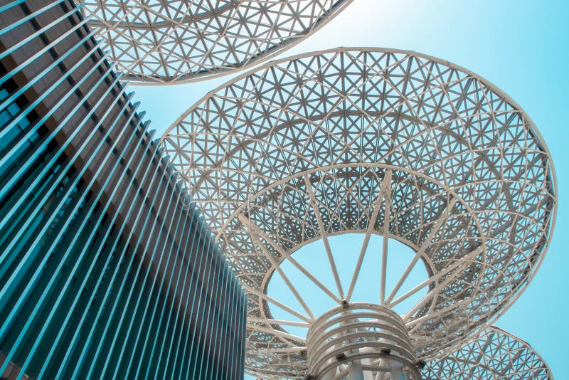 Modern Metal Light Structures in Flower/tree Shape with Blue Sky ...