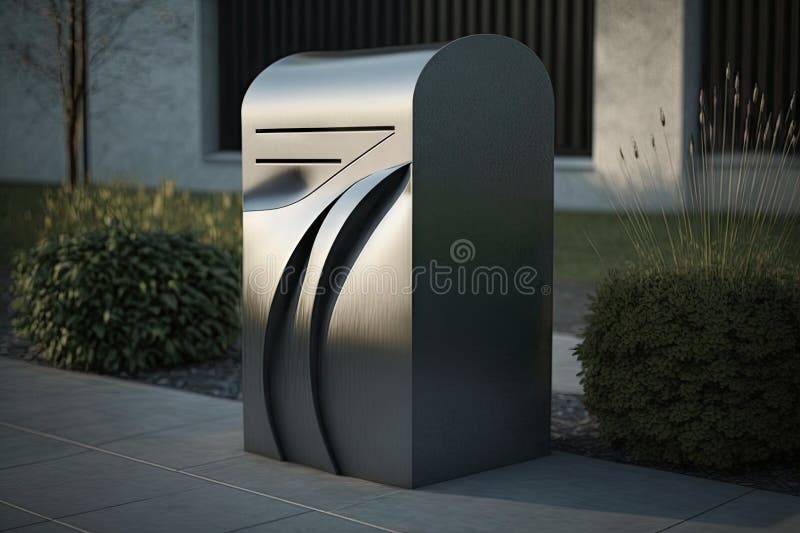 Modern Metal Mailbox with Sleek Design in Urban Setting Stock Image ...