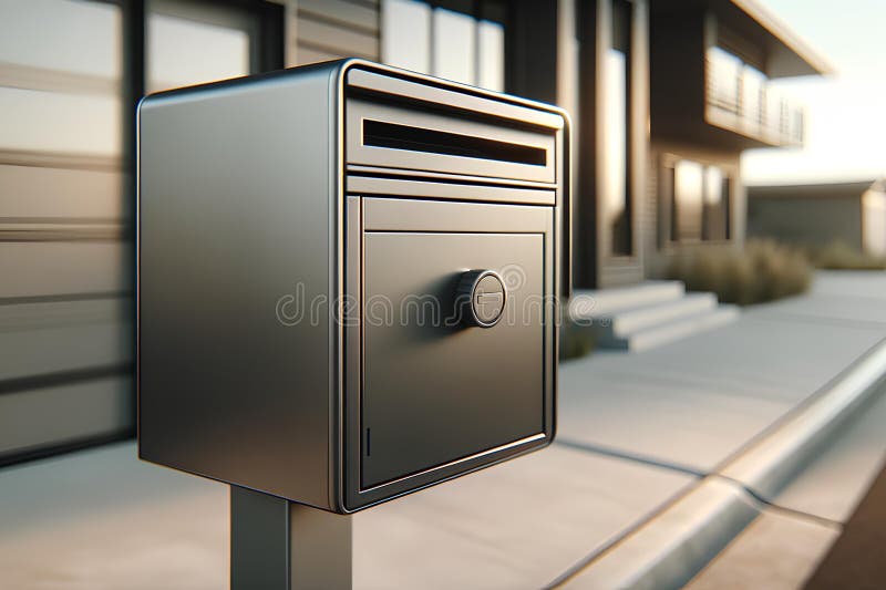 Modern Metal Mailbox on the Street in Front of the House Stock ...